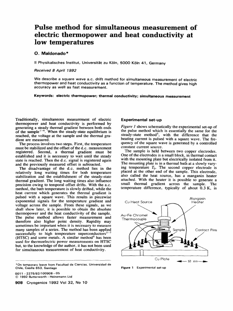 Pulse Method For Simultaneous Measurement of Heat Conductivity | PDF ...
