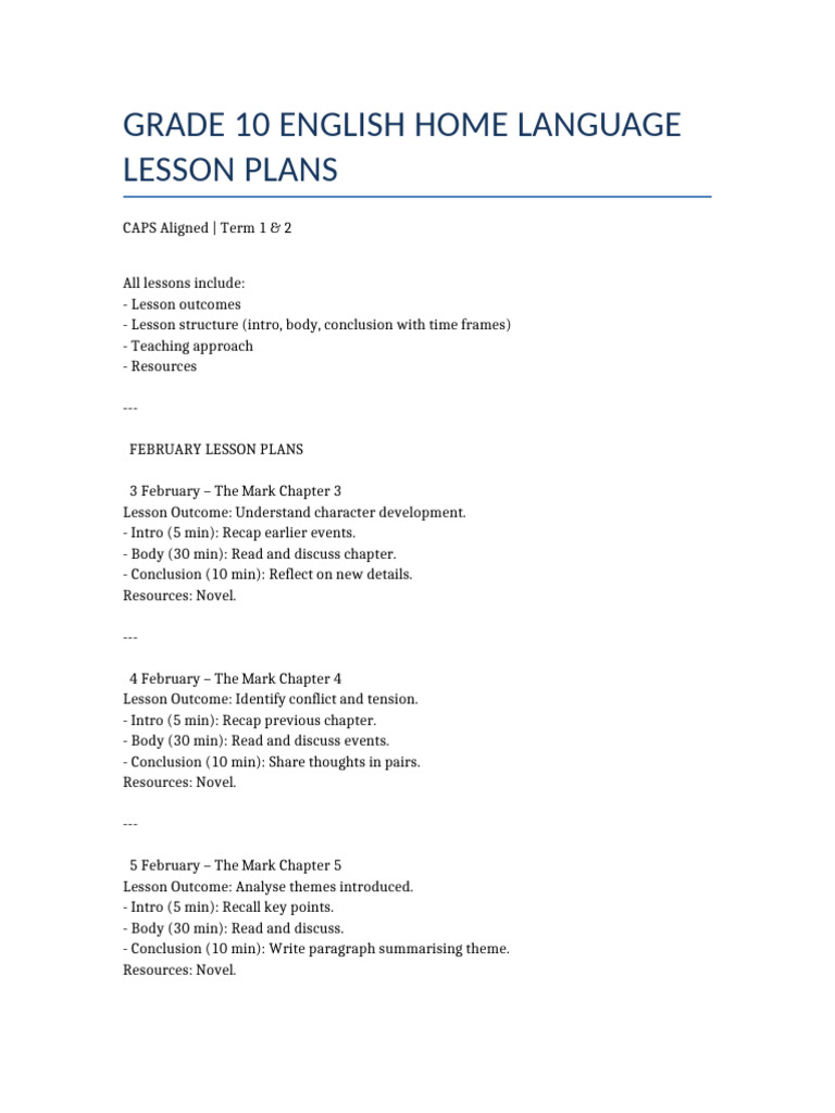 Grade10 English LessonPlans Feb March | PDF | Poetry | Communication