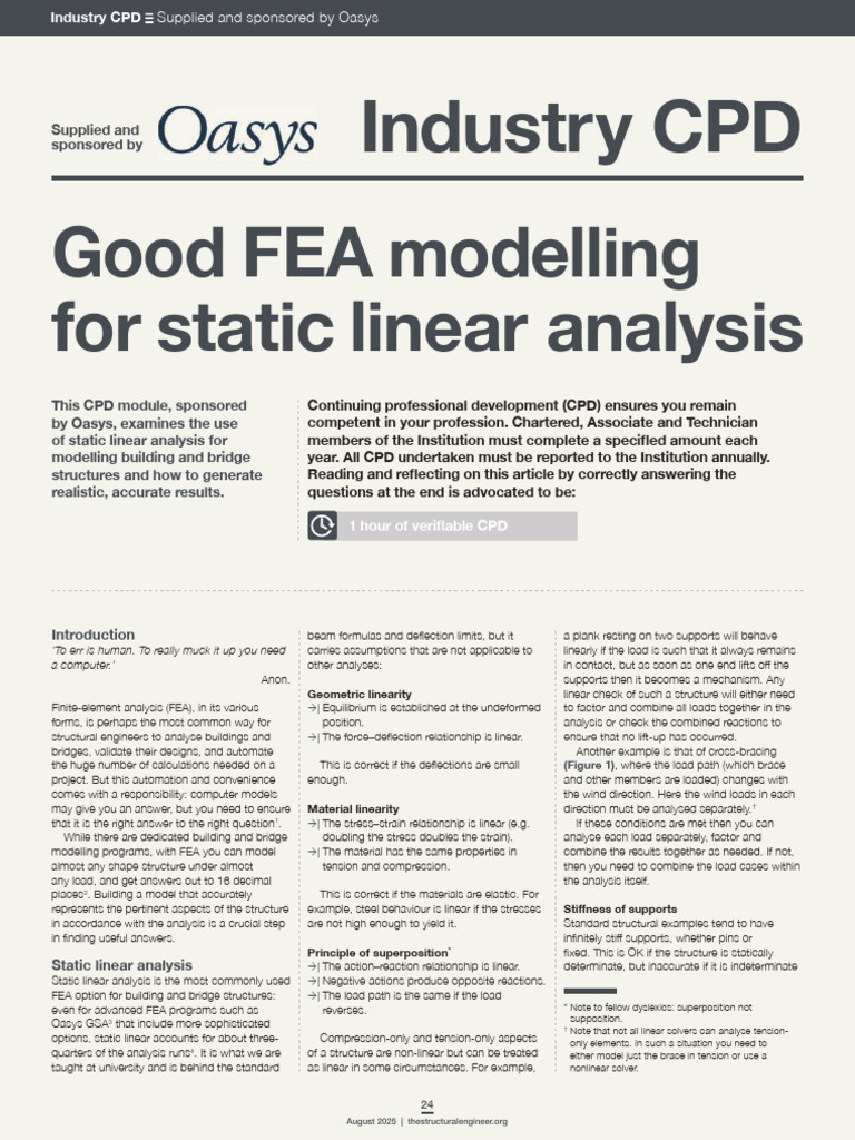 Industry CPD Good FEA Modelling For Static Linear Analysis | PDF | Beam ...