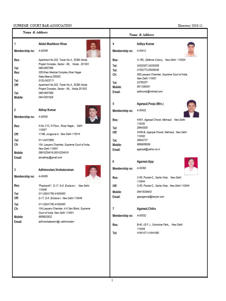 Supreme Court Bar Association Directory | PDF
