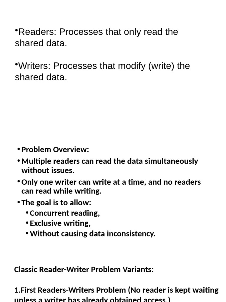 Reader-Writer Problem Overview | PDF