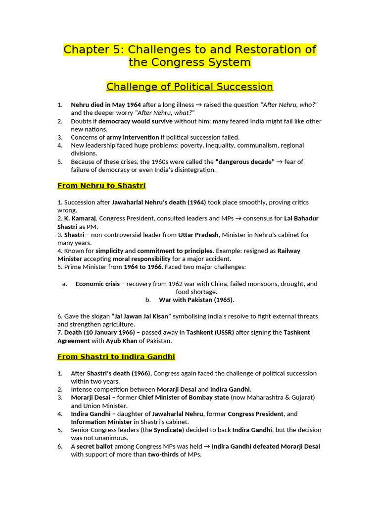 1967 Congress Elections: Challenges & Changes | PDF | Indian National ...