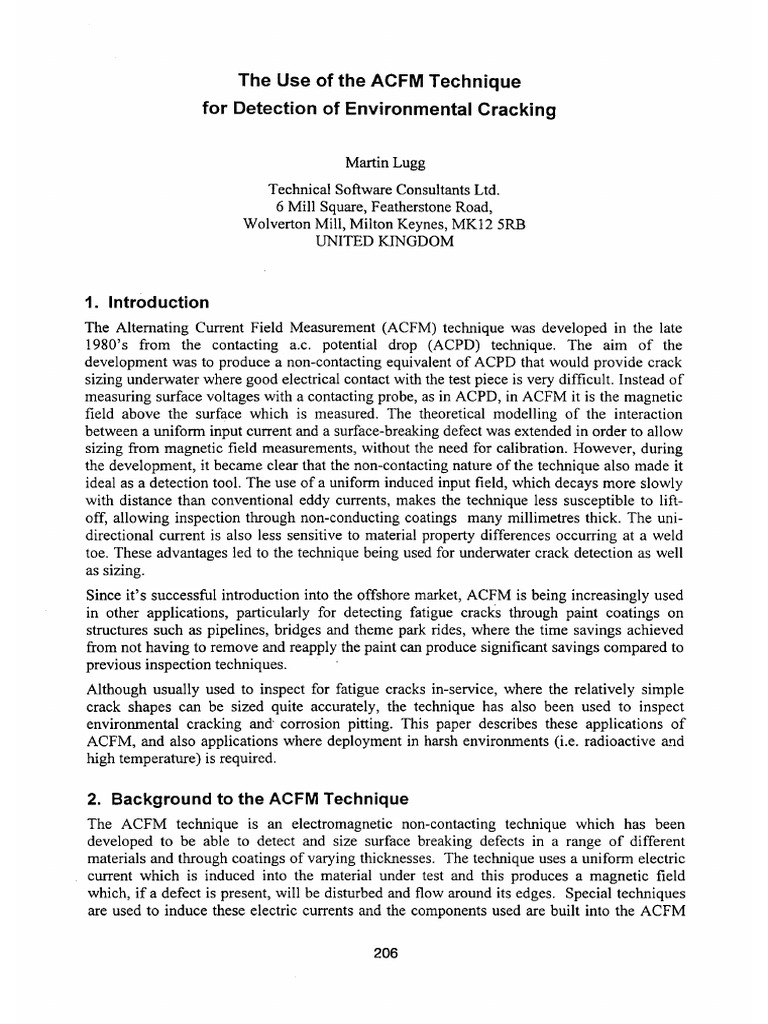 ACFM Technique For Detection of Environmental Cracking | PDF