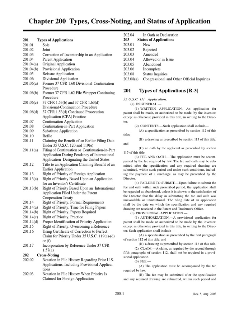 MPEP Chapter 0200 Types of Applications | PDF