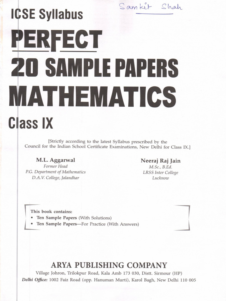 20 Sample Papers Maths | PDF | Circle | Area