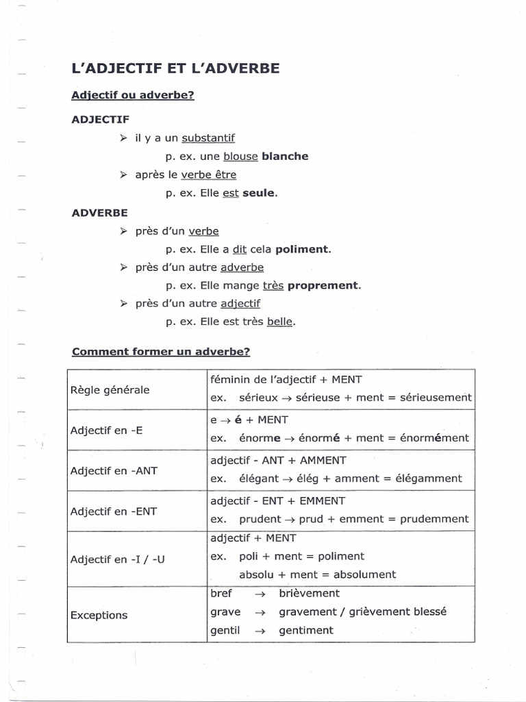Adjectif Ou Adverbe | PDF