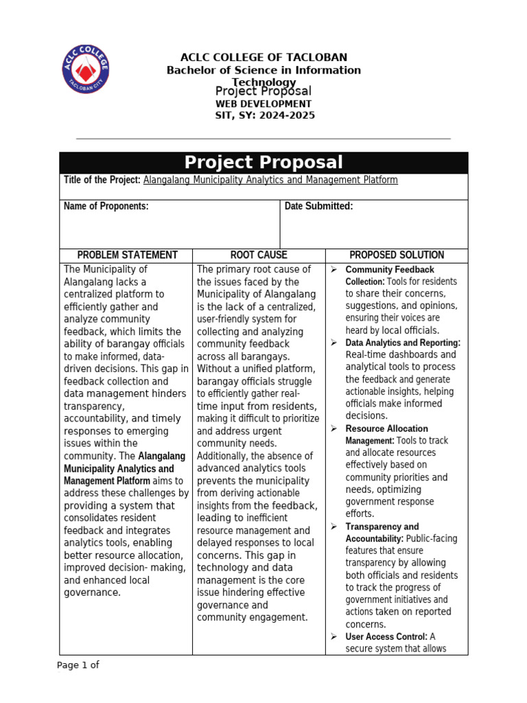 PROJECT-PROPOSAL-SAMPLE | PDF | Web Development | Analytics