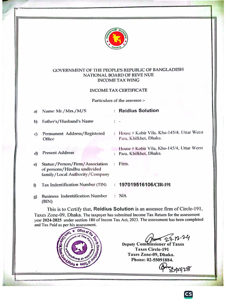 Tax Clearance Certificate | PDF