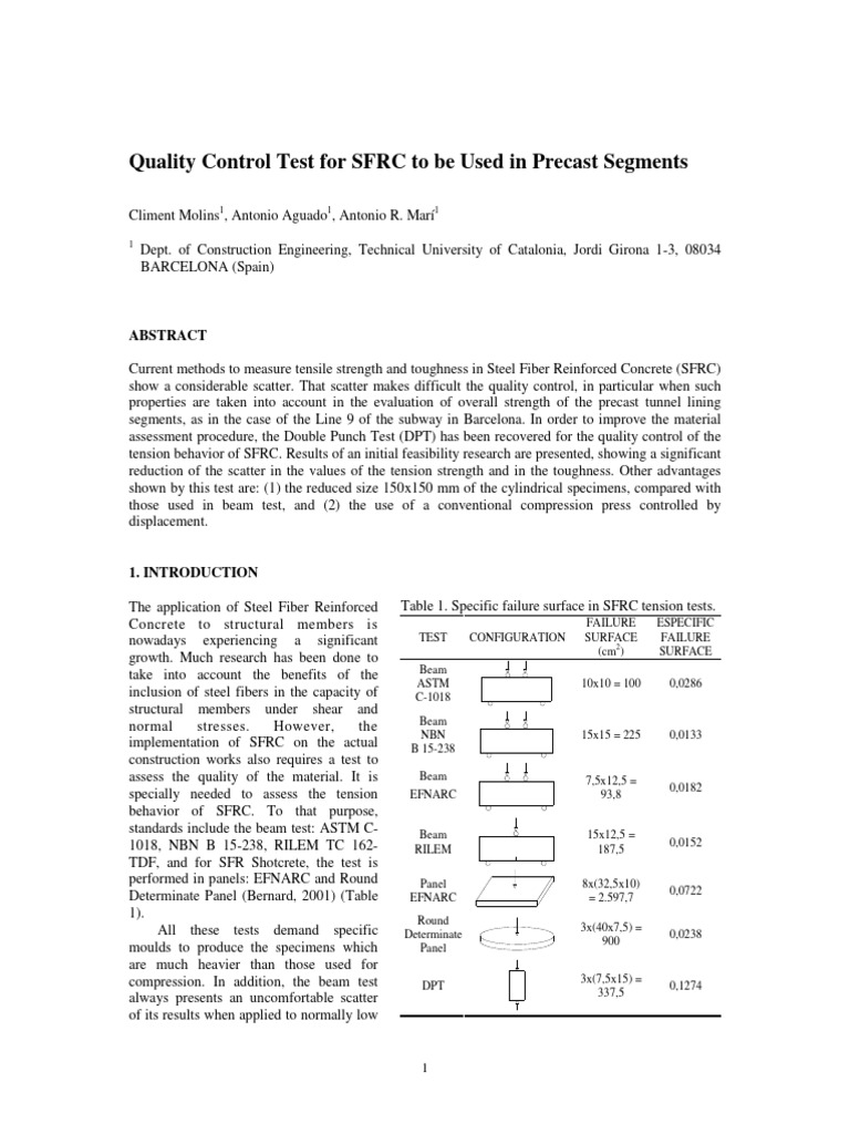 Double Punch Test for SFRC Quality Control | PDF | Strength Of ...