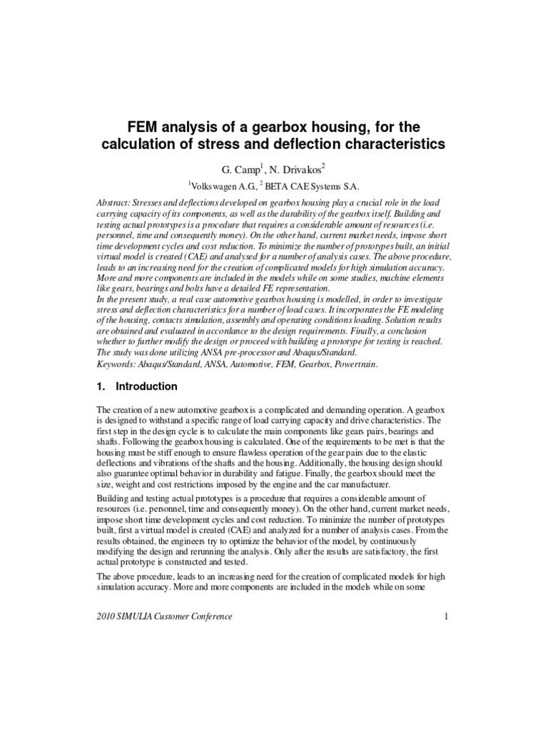 FEM Analysis of Gearbox Housing Stress | PDF | Strength Of Materials ...