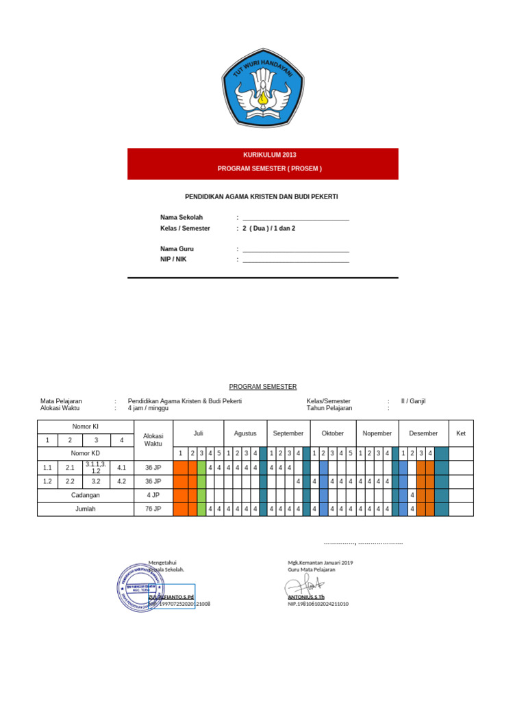 Prosem Kelas 2 Antonius | PDF