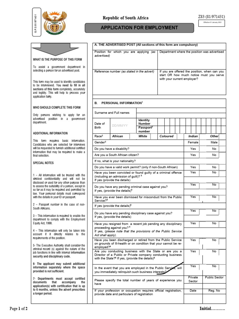 Guide to Completing the Z83 Form | PDF | Justice | Crime & Violence