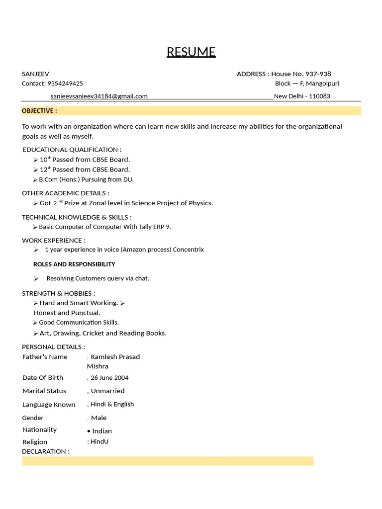 Sanjeev Resume | PDF