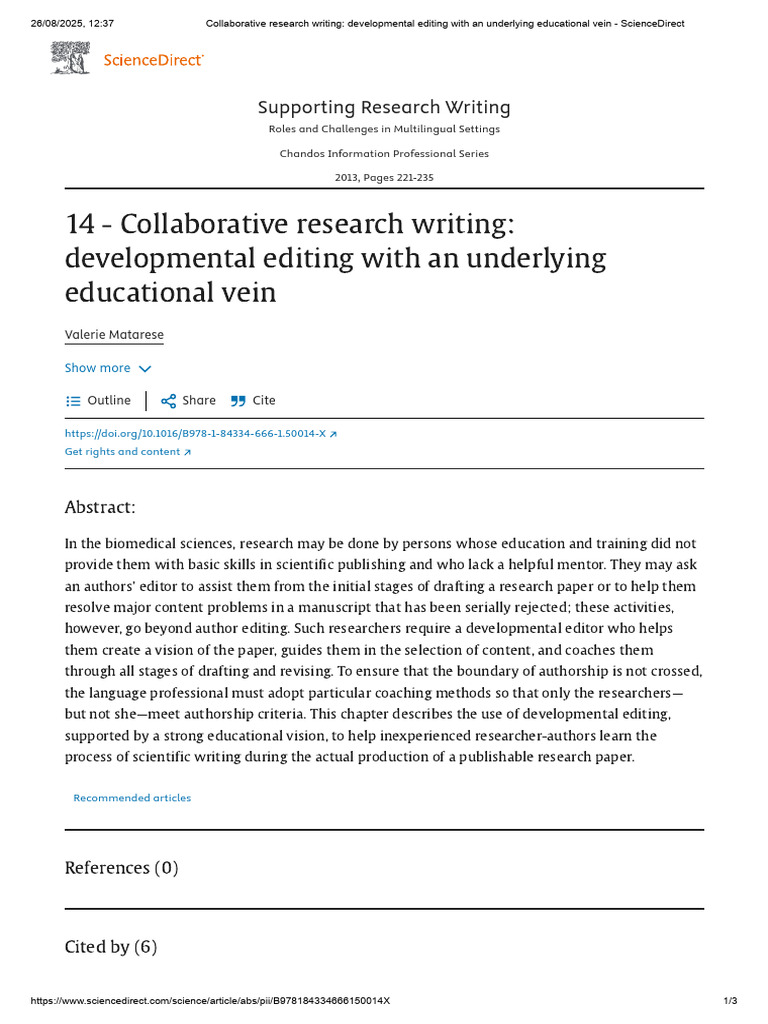 Collaborative Research Writing - Developmental Editing With An ...