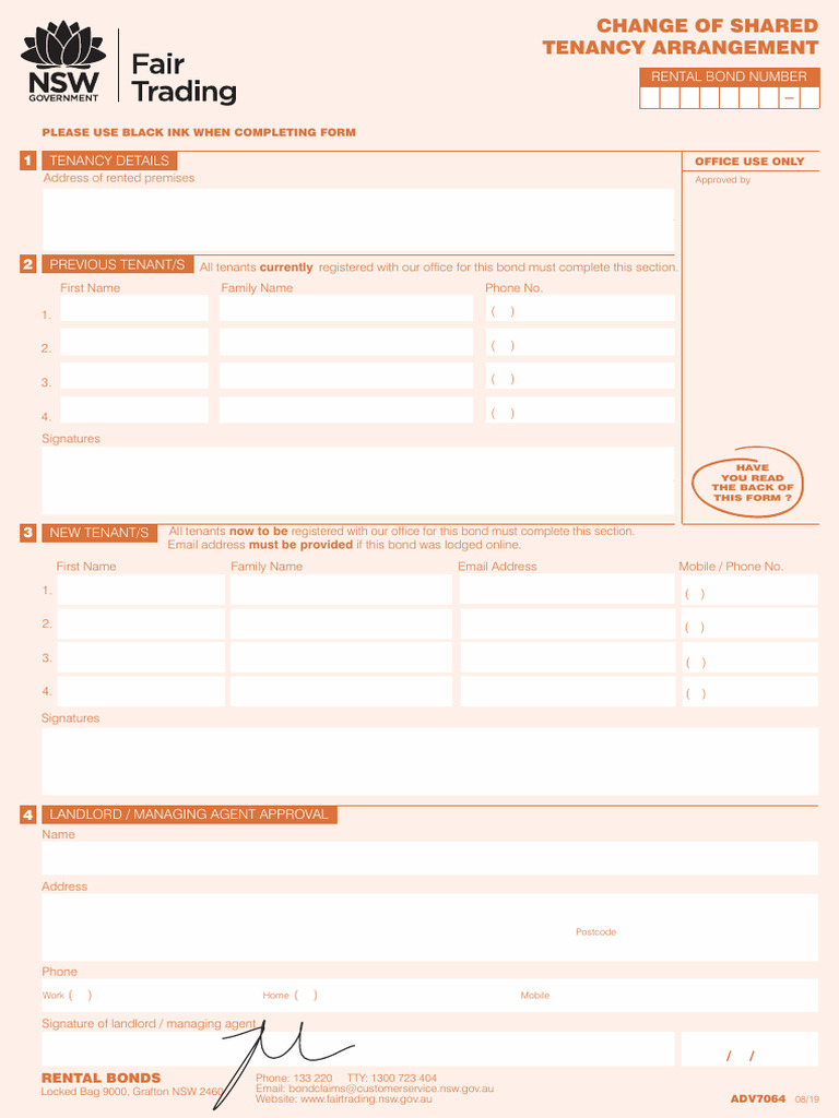 Change of Shared Tenancy Form | PDF | Leasehold Estate | Lease
