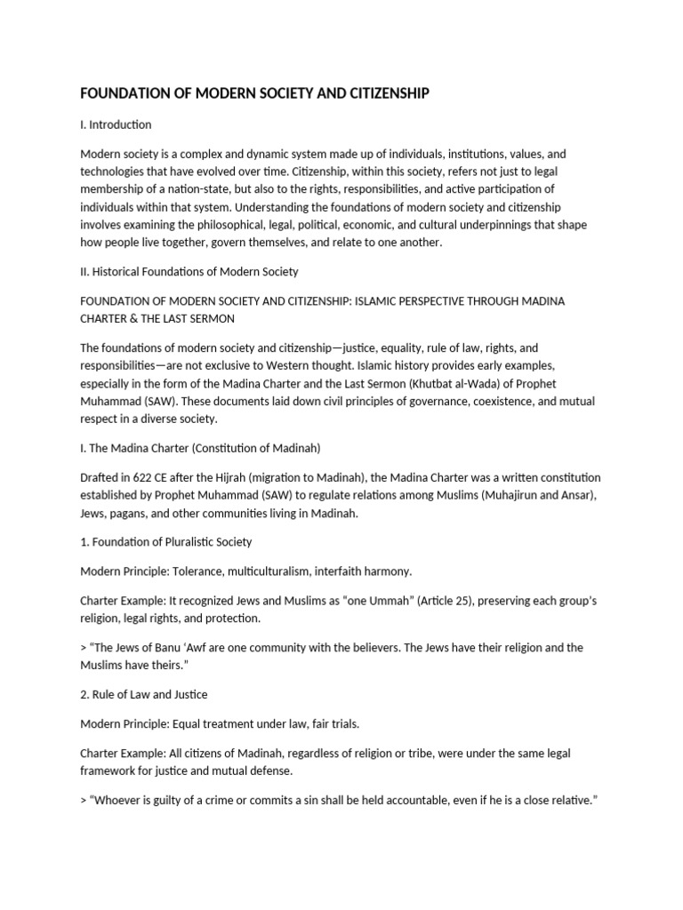 Foundations of Society and Citizenship | PDF | Citizenship | Medina