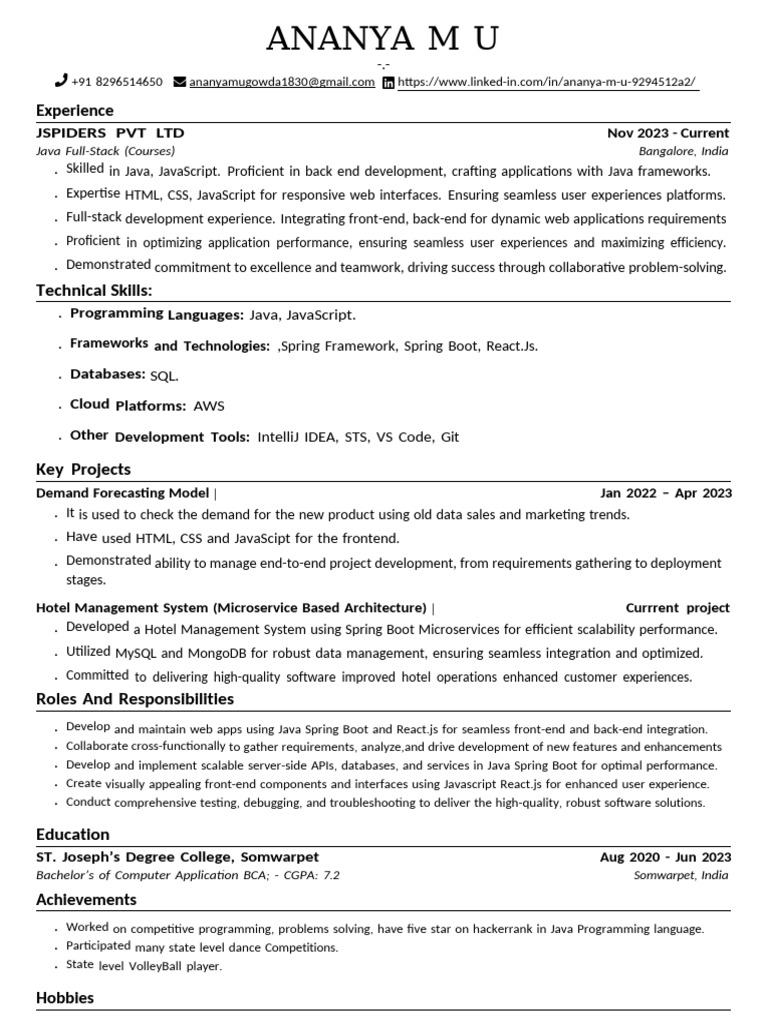 Ananya Software Developer - pdf28 | PDF | Java Script | Java ...