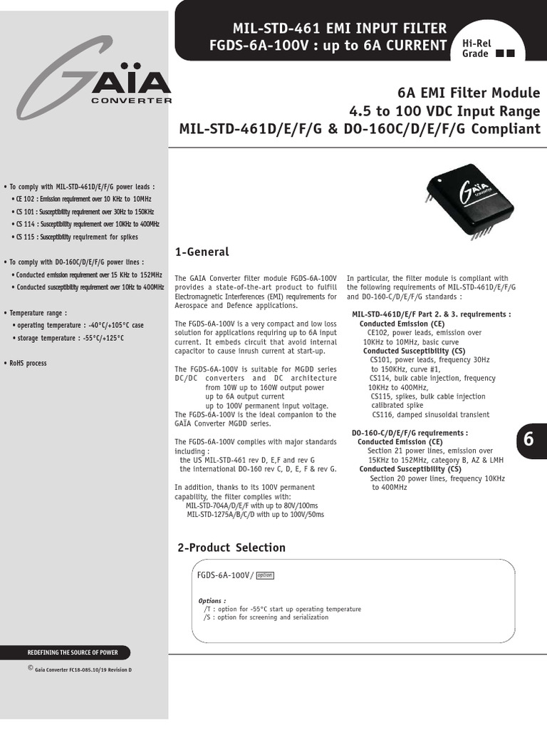 FGDS-6A-100V EMI Filter Overview | PDF | Capacitor | Electronic Filter