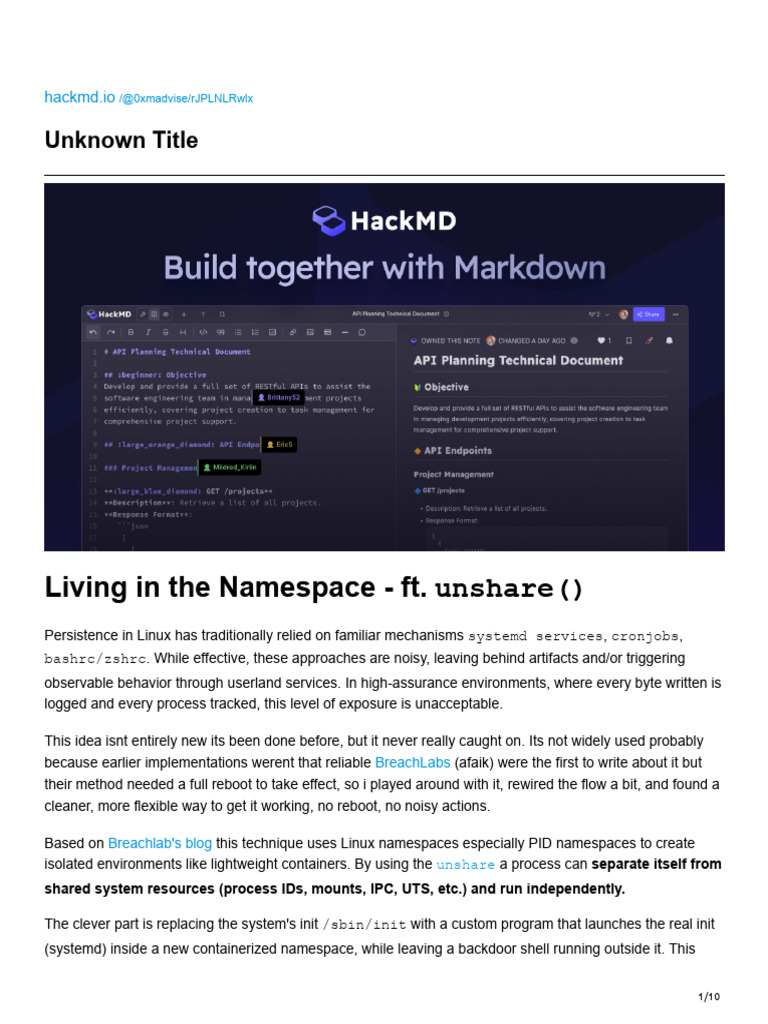 Persistence Based On Linux Namespaces Containerization 1756032482 | PDF | Computer Programming ...