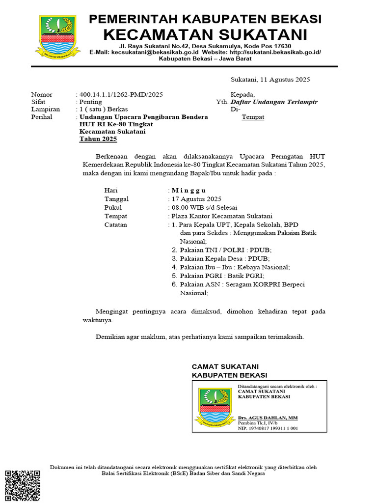 Undangan Upacara HUT RI Ke-80 | PDF
