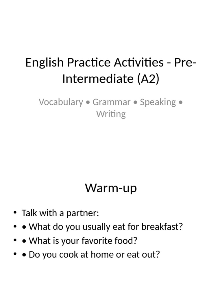 English A2 Practice Pdf