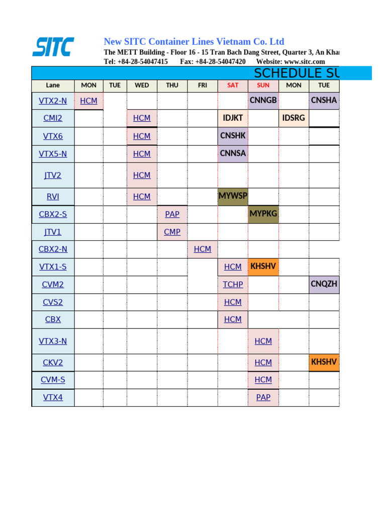 Sitc Shipping Schedule Sep 2025-22-08 | PDF