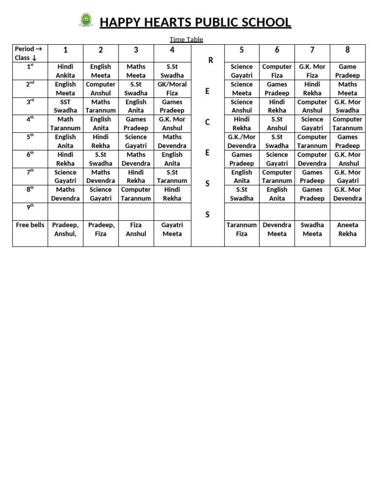 Summer Time Table | PDF