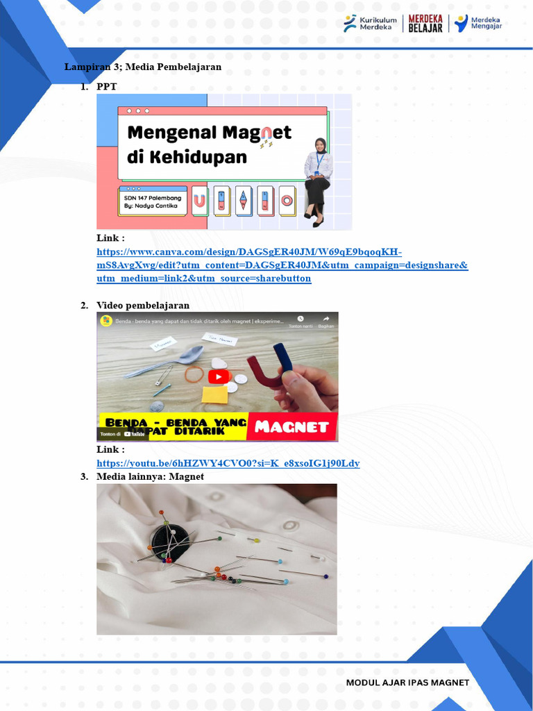 Media Pembelajaran Magnet dan Asesmen | PDF