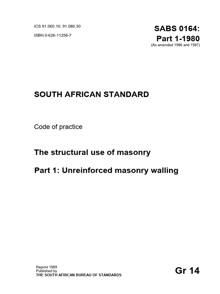 Unreinforced Masonry Walling Standard | PDF | Brick | Concrete