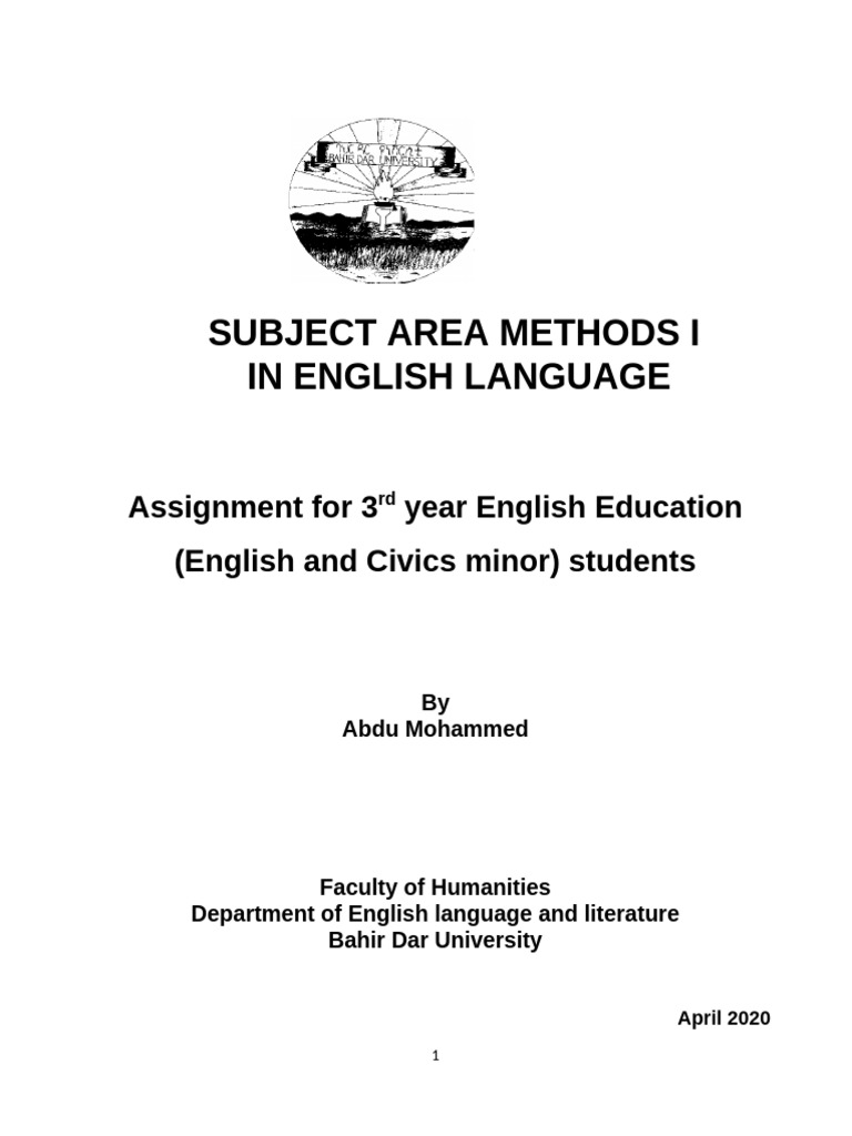 Subject Area Methods I Assignment | PDF | Learning Styles | Language ...
