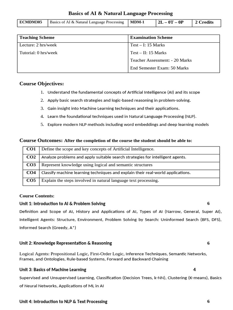 Basics of AI & Natural Language Processing | PDF | Artificial ...
