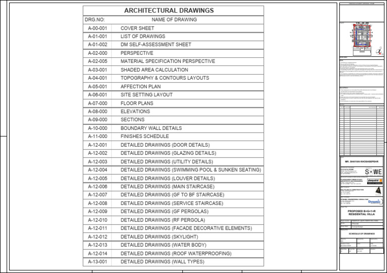 Architectural Drawings for Villa Project | PDF