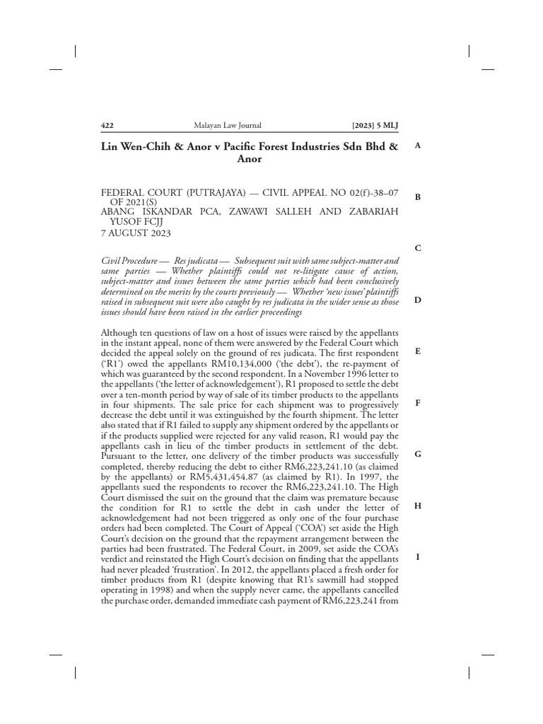 Res Judicata in Lin Wen-Chih Case | PDF | Lawsuit | Judgment (Law)