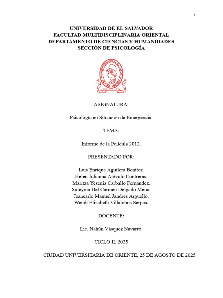 Informe de La Pelicula 2012 | PDF | Temblores | Volcán