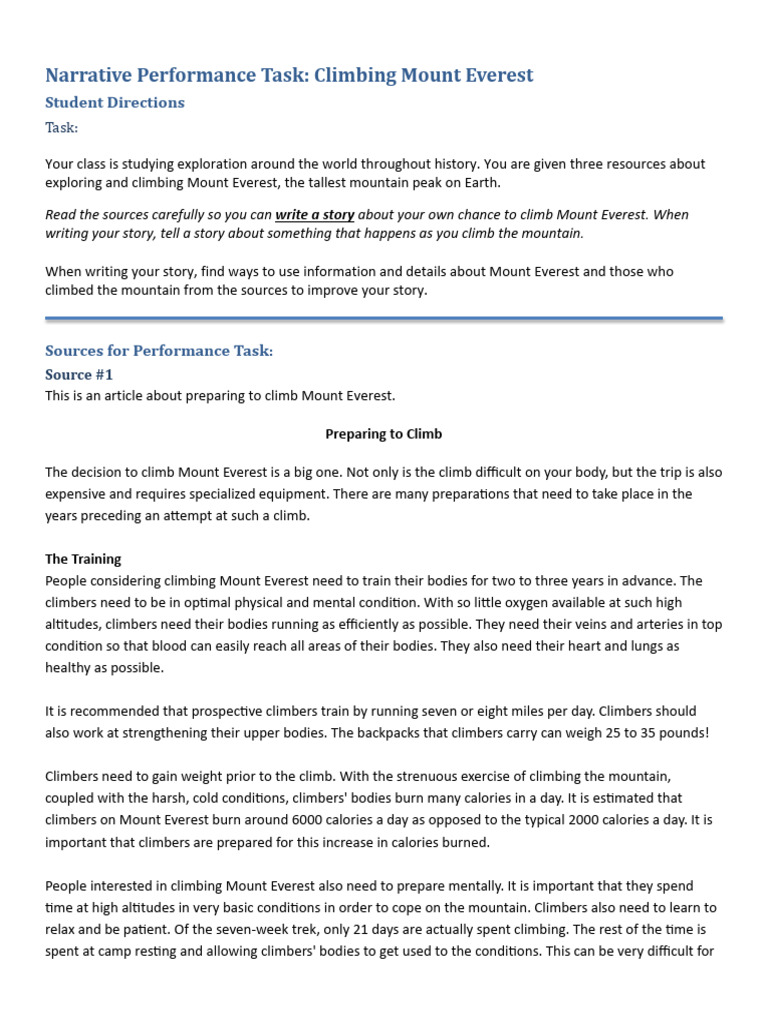 Climbing Mount Everest: A Narrative Guide | PDF | Mount Everest ...
