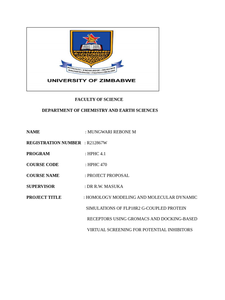 Mungwari RM R212867W Proposal Corrected | PDF | Proteins | Drug Discovery