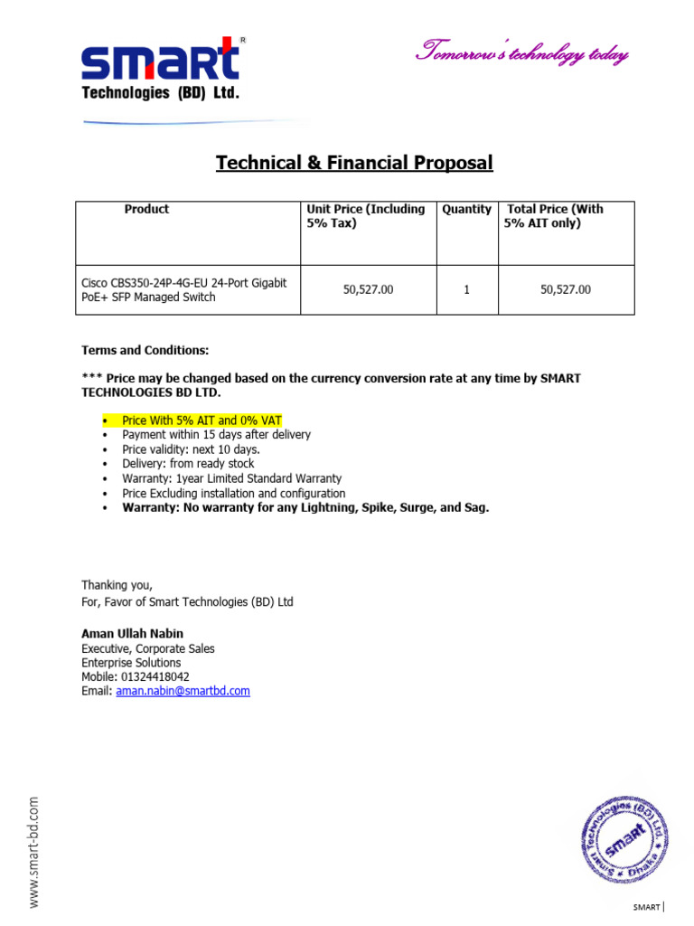 Cisco Managed Switch Proposal Details | PDF