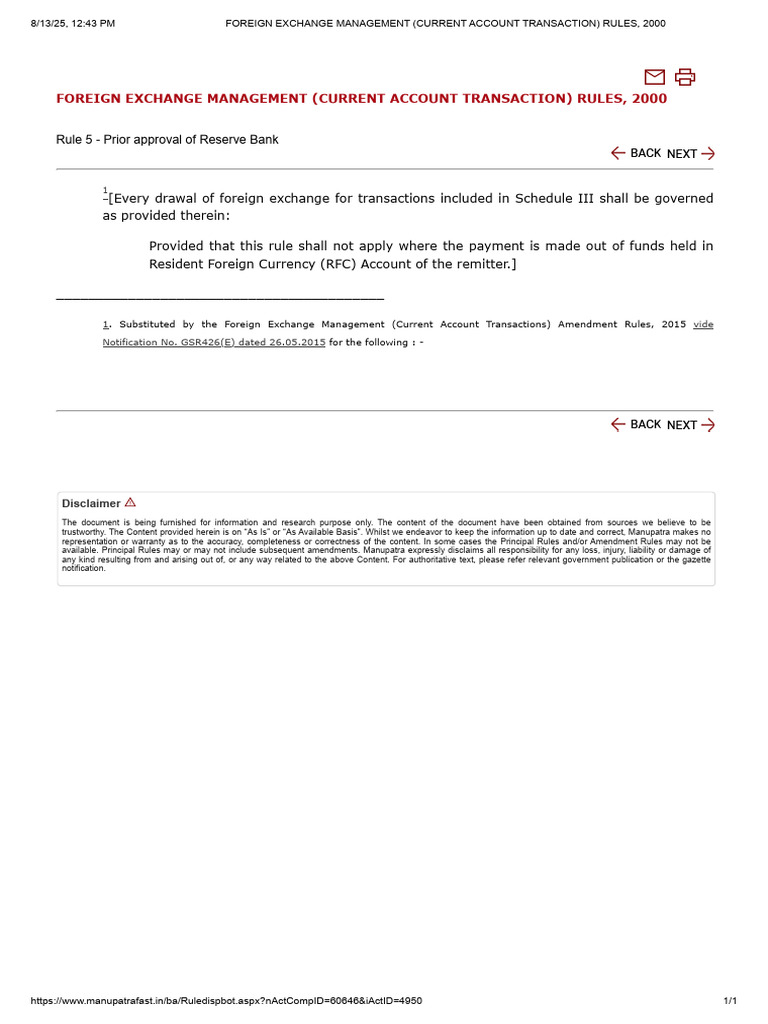 Foreign Exchange Management Rules 2000 | PDF