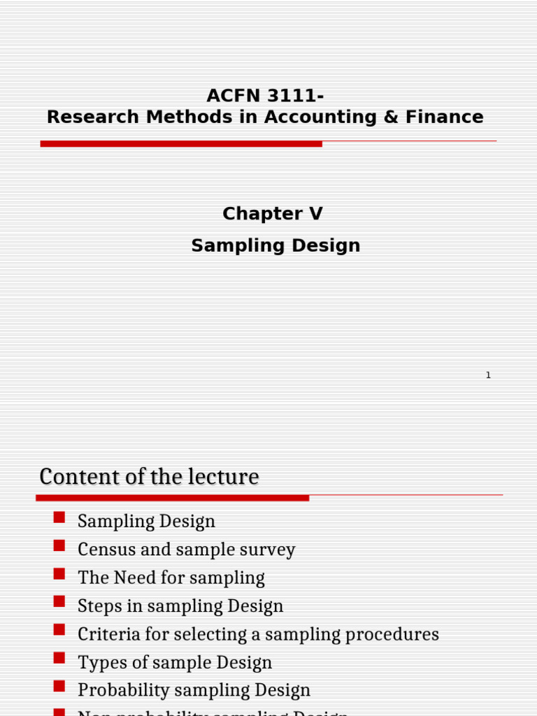 Chapter 4 Sample Design | PDF | Sampling (Statistics) | Sample Size Determination
