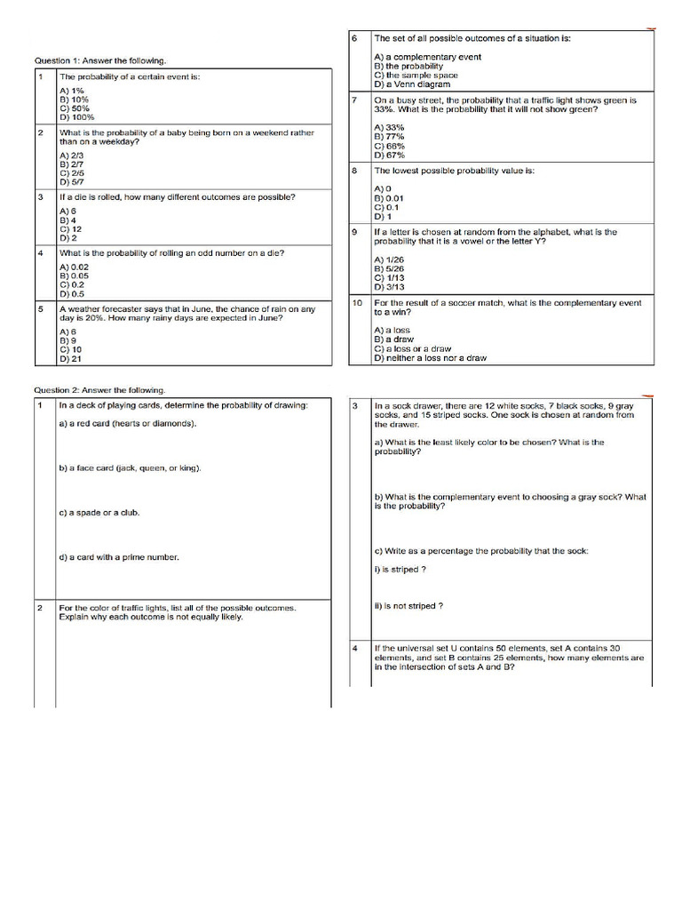 Probability WS | PDF