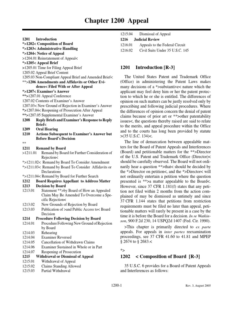 MPEP Chapter 1200 Appeals | PDF | Reexamination | Patent Application