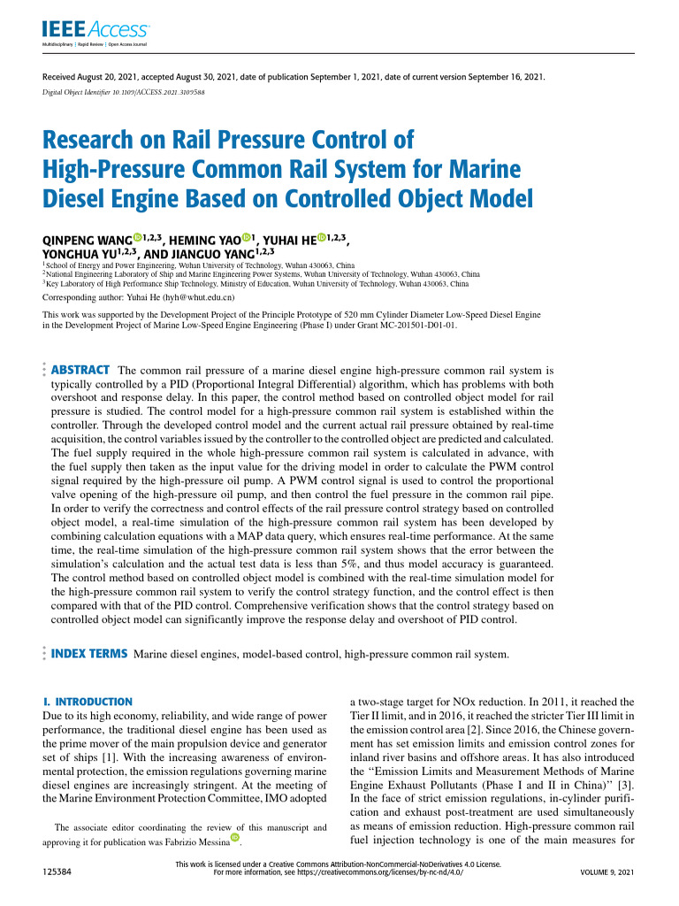 Research On Rail Pressure Control of High-Pressure Common Rail System ...
