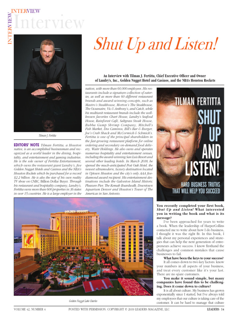 LEADERS Tilman Fertitta Landry's | PDF | Restaurants