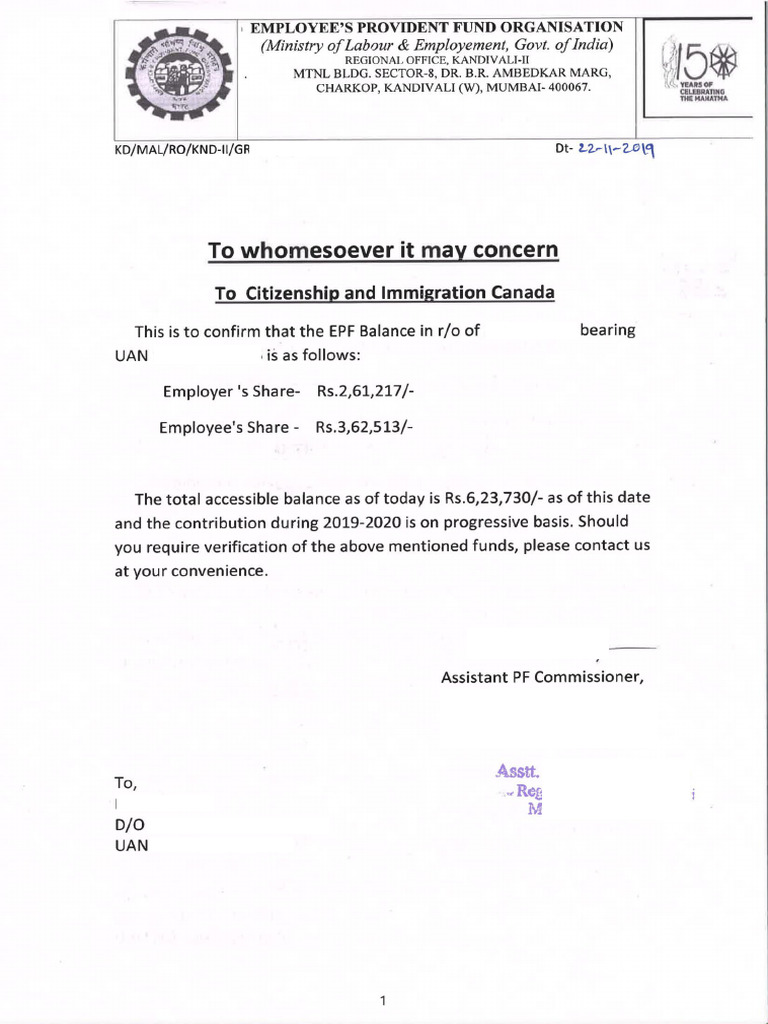 Epfo Letter Pdf