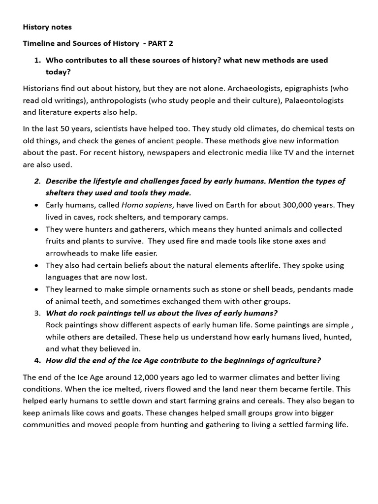 Timeline and Sources of Early History | PDF