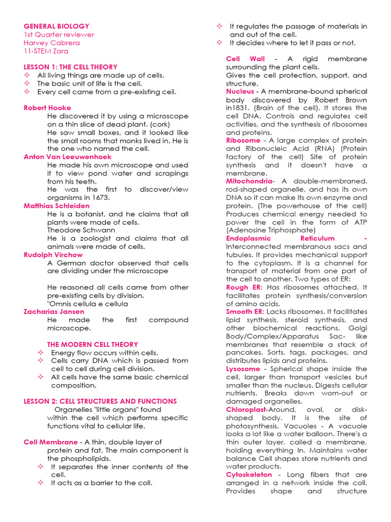 General Biology. Reviewer 1stq 1 | PDF | Mitosis | Meiosis