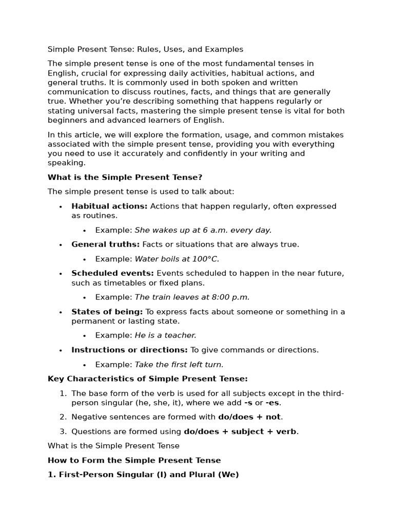 Simple Present Tense 2025-2026 | PDF | Verb | Subject (Grammar)