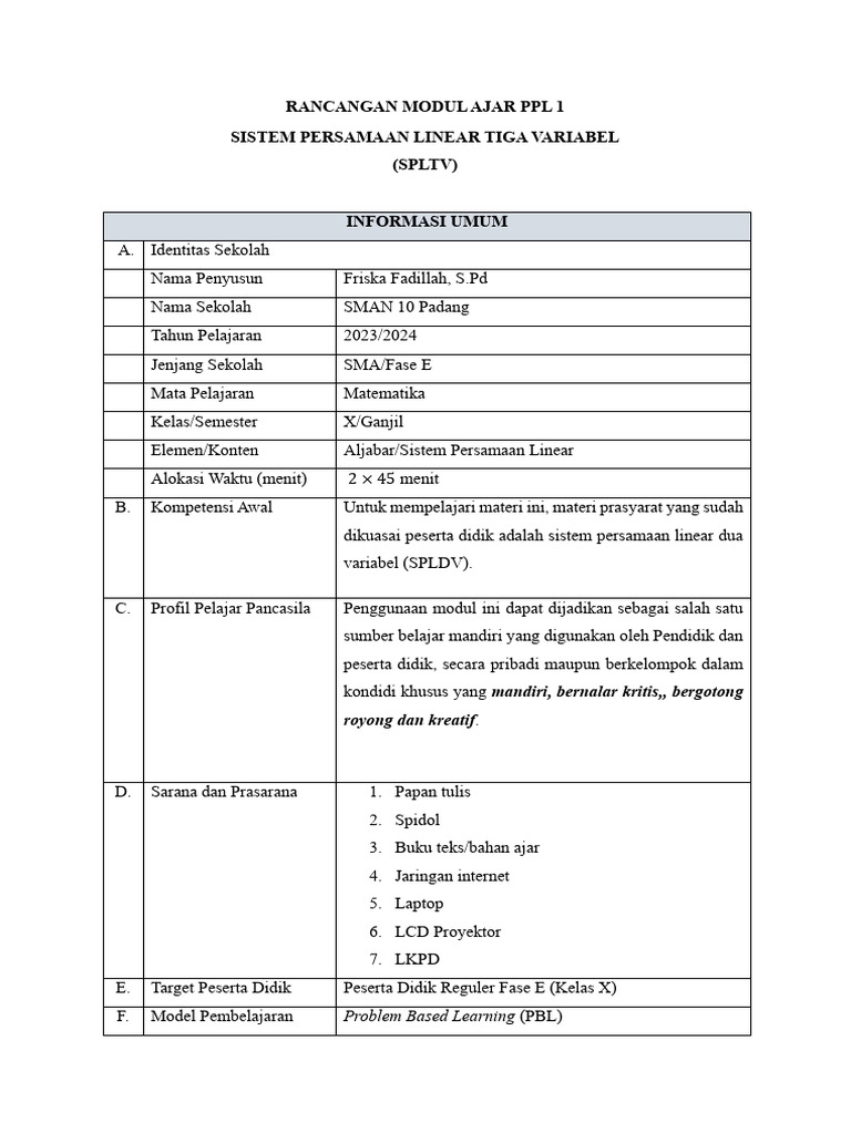 Modul Ajar SPLTV Friska Fikss | PDF