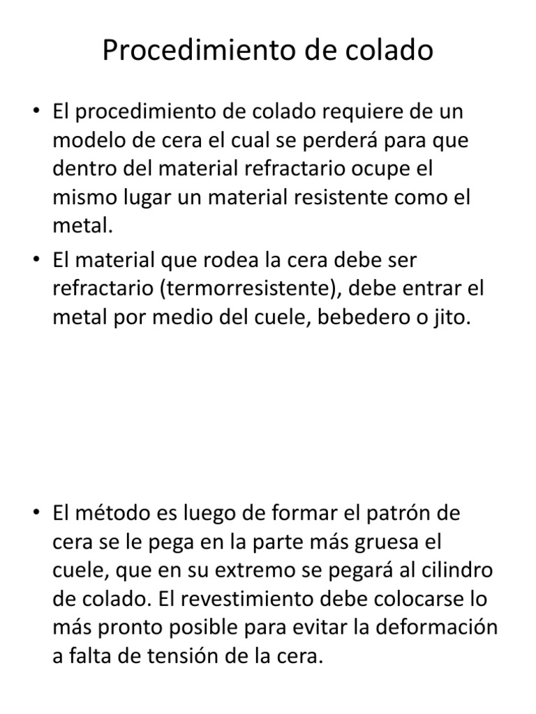 Procedimiento de Colado | PDF | Rieles | Aleación