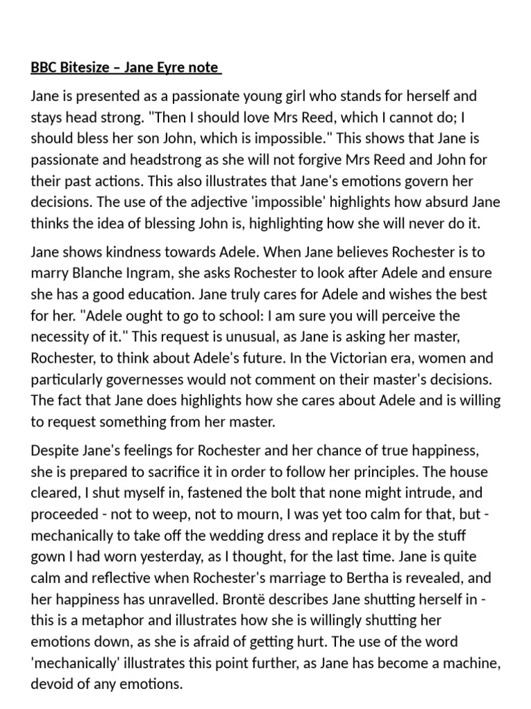 Character Traits of Jane Eyre | PDF | Jane Eyre